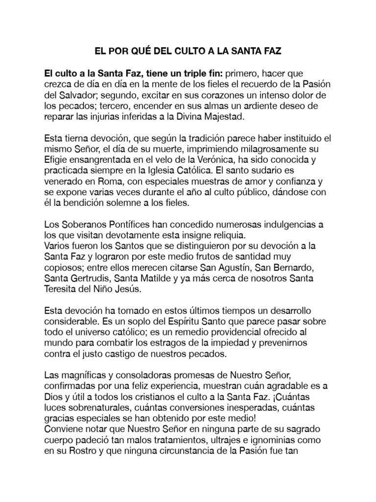 Santa Faz de Jesus | PDF | María, madre de Jesús | Jesús