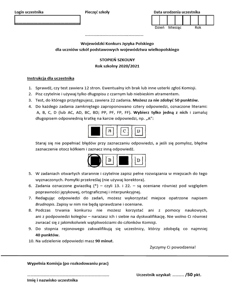 WKJP Polski Konkurs Materialy Komplet 2020 2021 | PDF