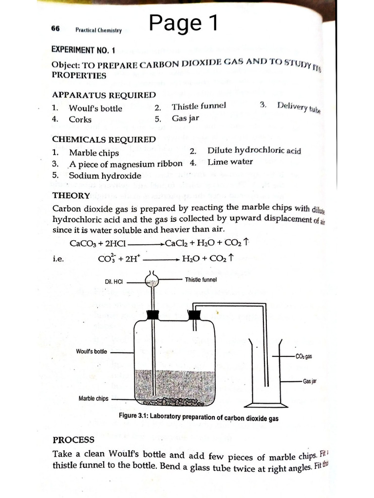Preparation of Carbon Dioxide Gas and Study of Its Properties | PDF