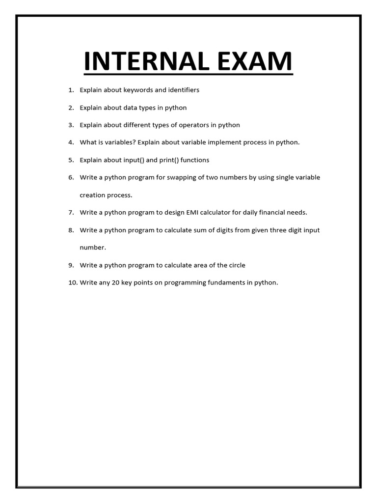 Internal Exam | PDF