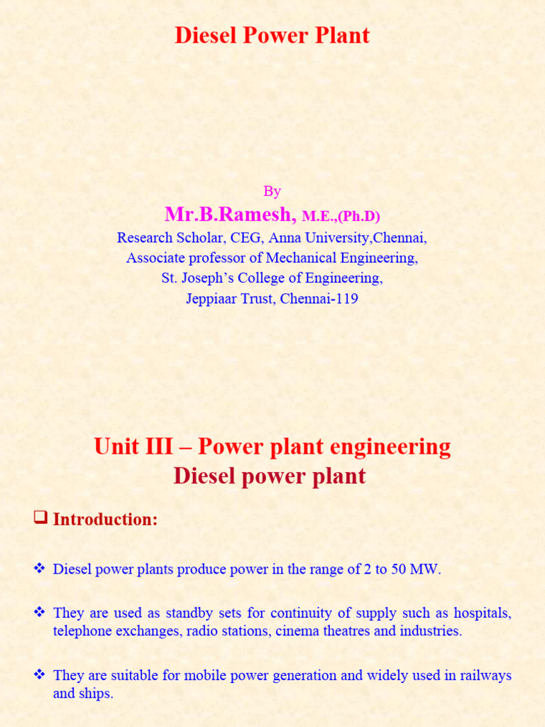 Diesel Power Plant | PDF | Diesel Engine | Engines
