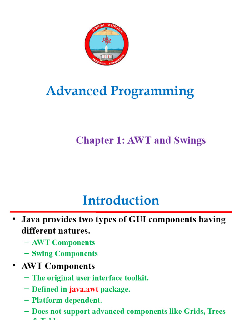 Chapter 1 AWT and SWING | PDF | Computer Science | Computer Programming