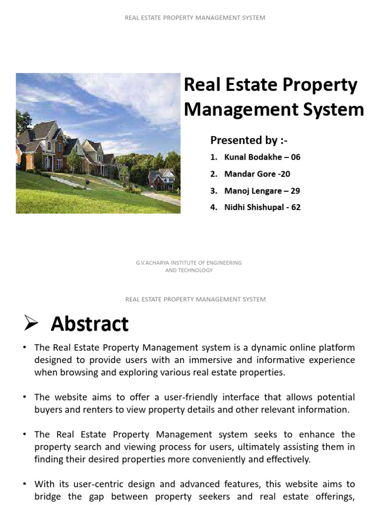 Real Estate Property Management System | PDF | Websites | World Wide Web