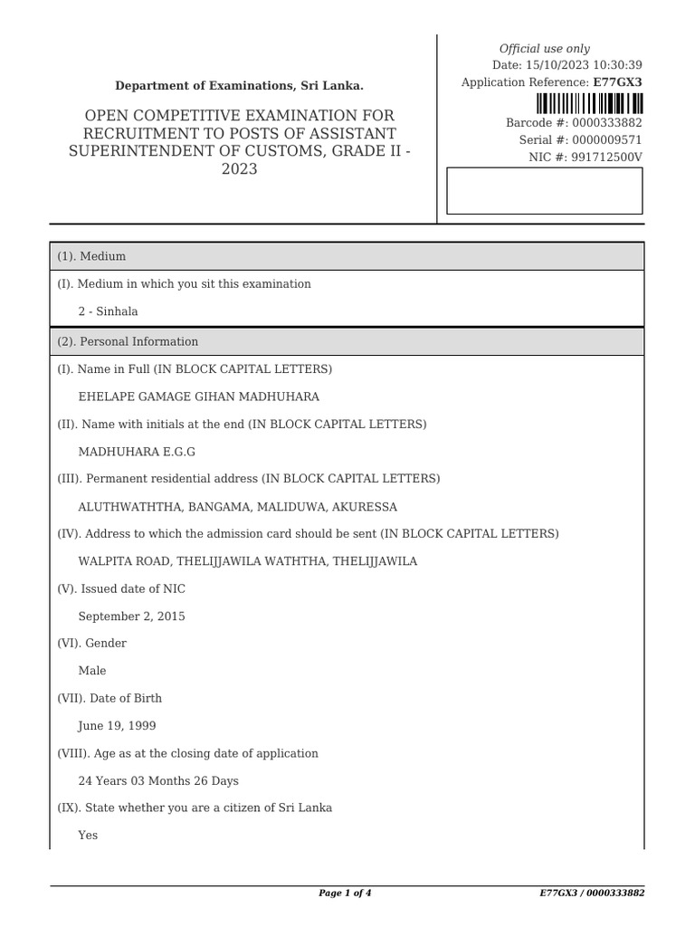 Assistant Superintendent Customs Exam 2023 | PDF | Credit Card