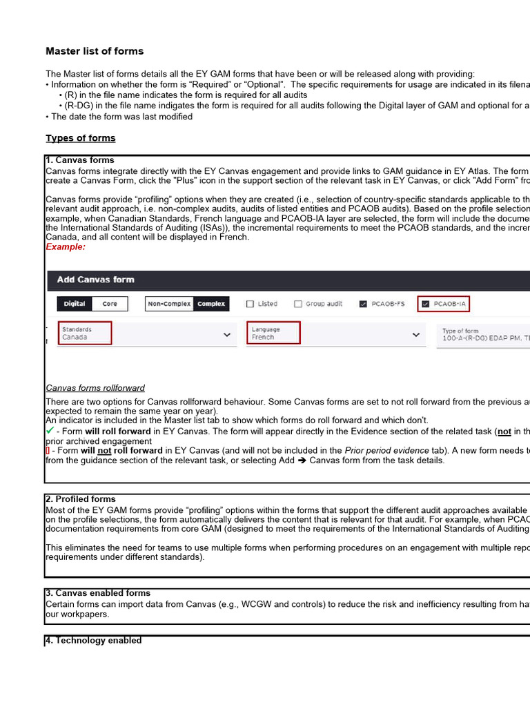 Apac Master List Of Forms Pdf Audit Business