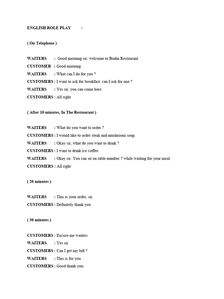 English Role Play | PDF