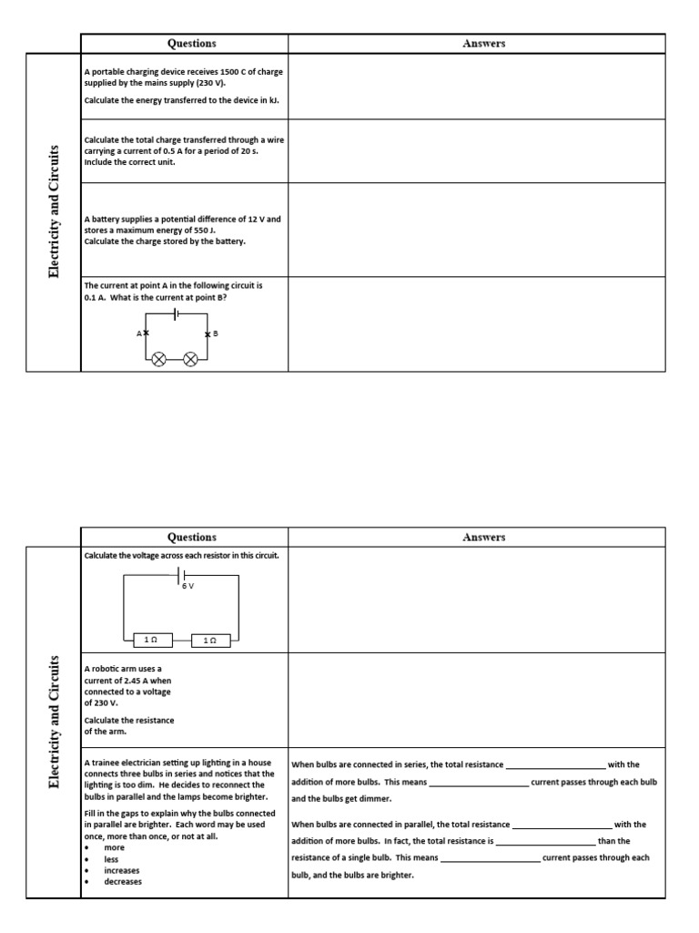 Electricity Recap Learning Grids | PDF | Series And Parallel Circuits ...