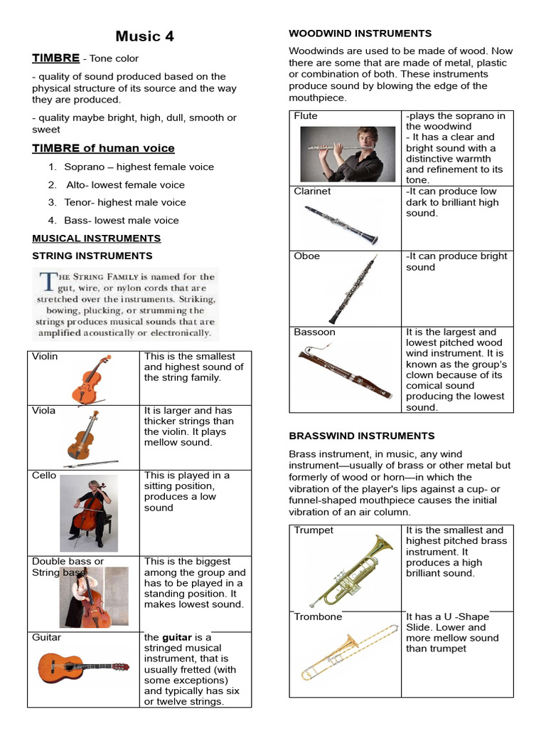Understanding Musical Timbre and Instruments | PDF | Musical ...