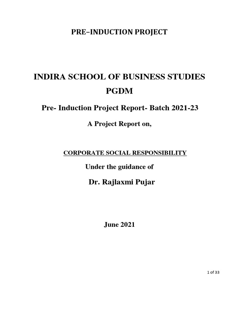 corporate social responsibility project | PDF | Corporate Social Responsibility | Non ...