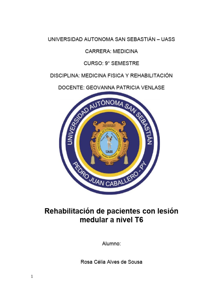 Rehabilitación de Lesión Medular T6 | PDF | Terapia ocupacional | Psicoterapia