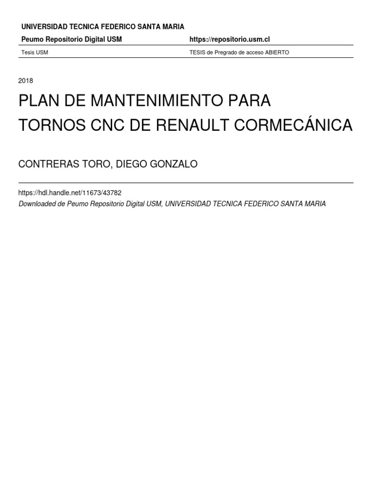 Plan Mant. Tornos CNC Renault | PDF | Control numerico | Metalurgia