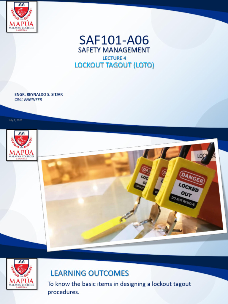 Lecture 4 Lockout Tagout A06 | PDF | Labor | Safety