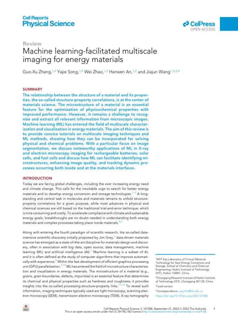 Machine Learning Facilitated Multiscale Imaging For Energy Materials | PDF | Machine Learning ...
