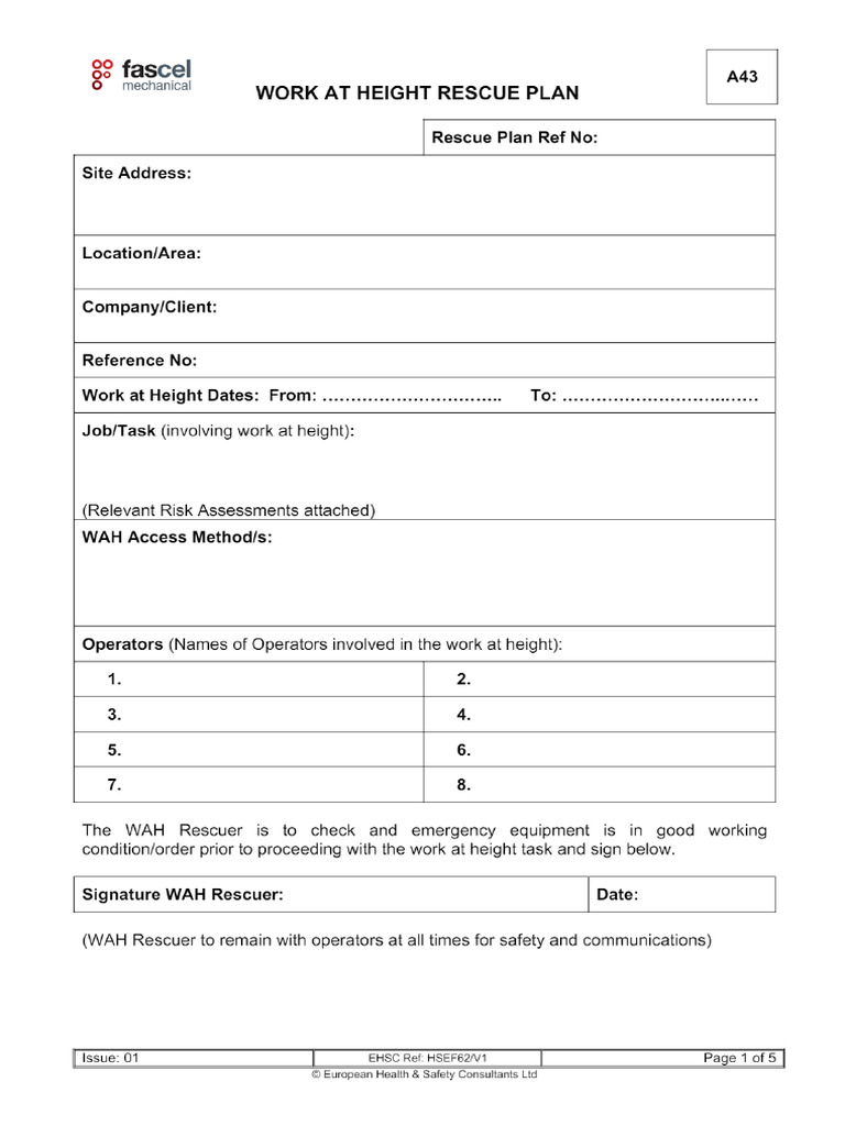 WORK AT HEIGHT RESCUE PLAN - PDF | PDF