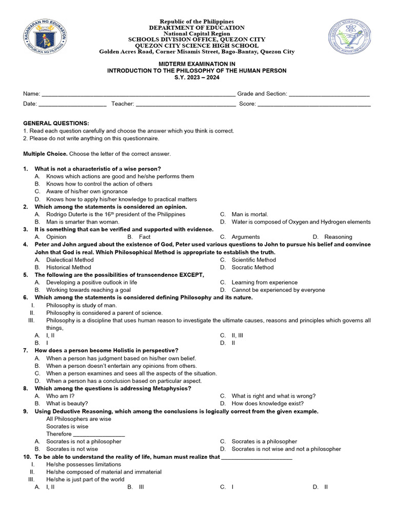 Midterms | PDF | Reason | Rationalism