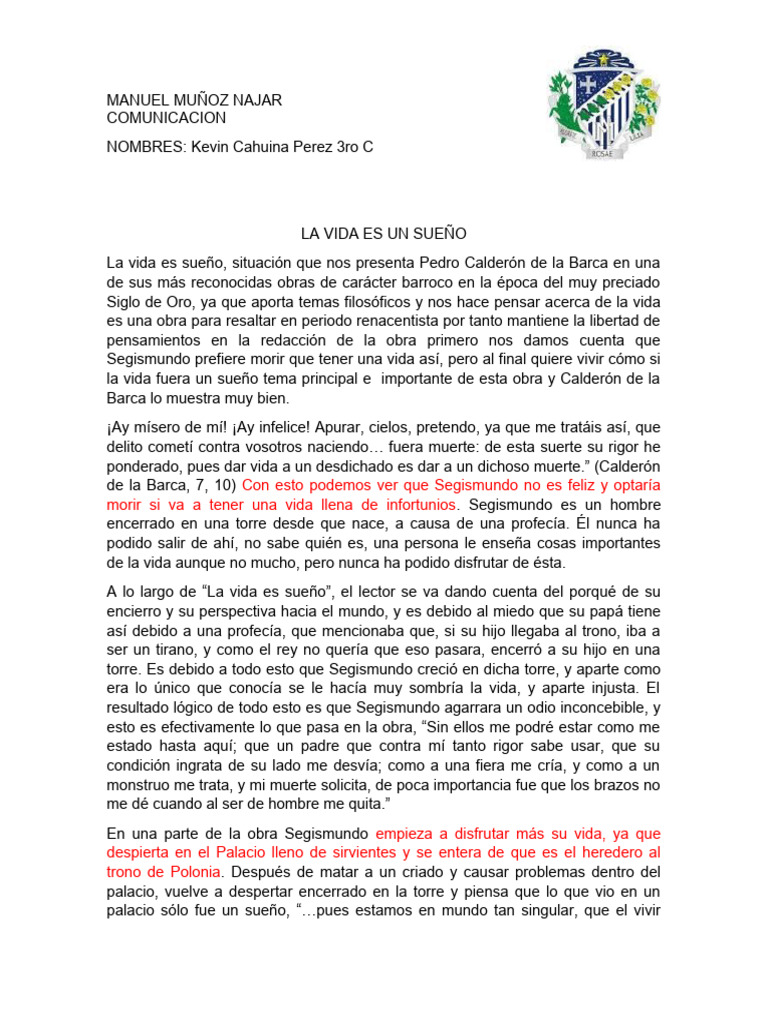 Análisis de "La vida es sueño" | PDF