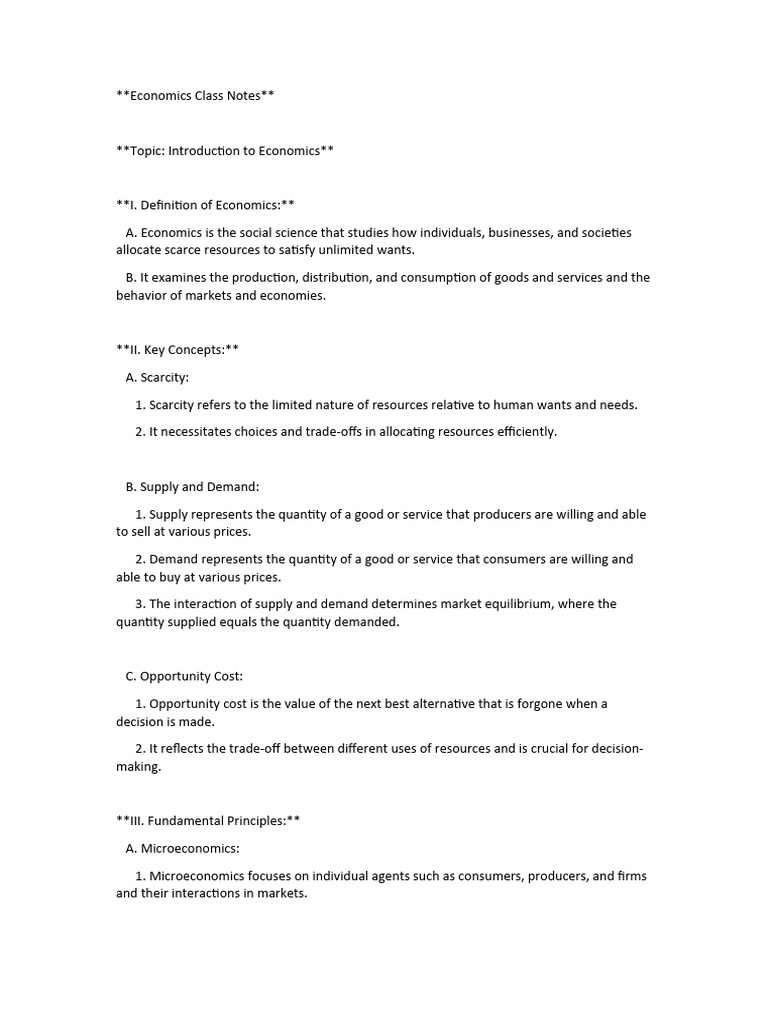 economics notes | PDF | Economics | Microeconomics
