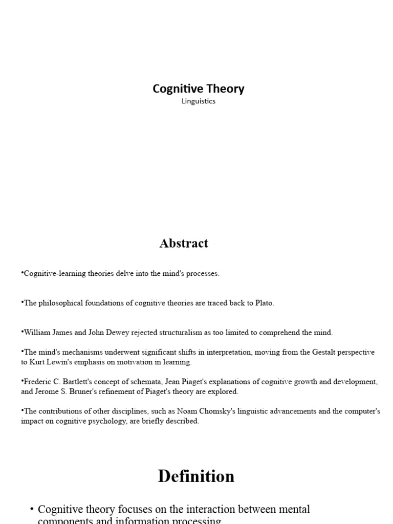 Cognitive Theory | PDF | Cognitive Psychology | Psychology