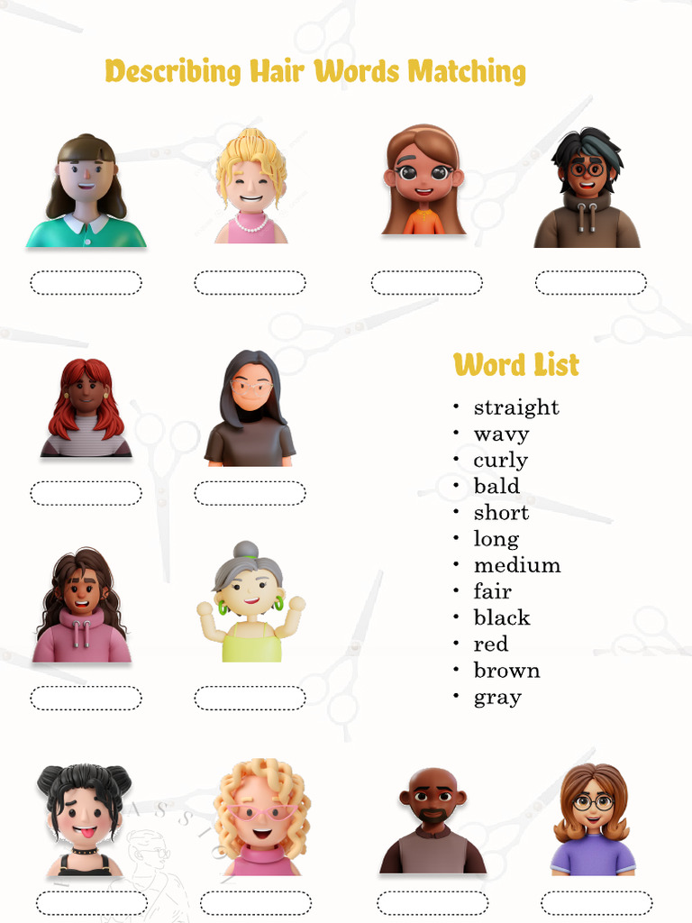 Describing Hair: Worksheets and Activities | PDF | Word Puzzles