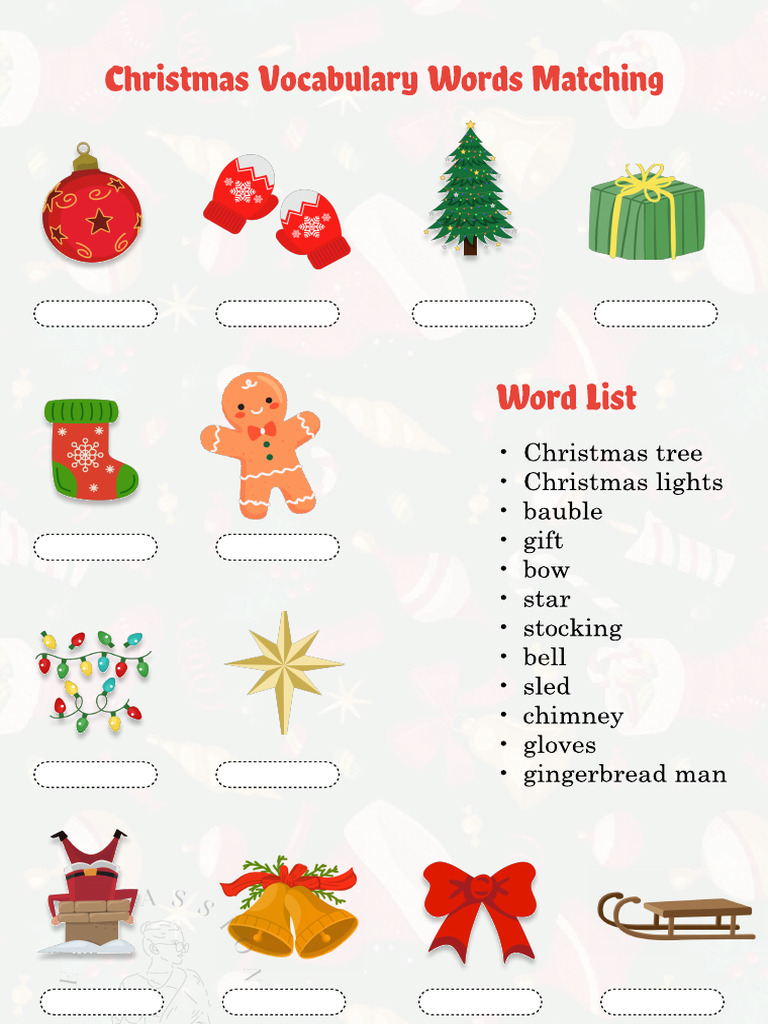 Vocabulary Christmas Worksheets | PDF