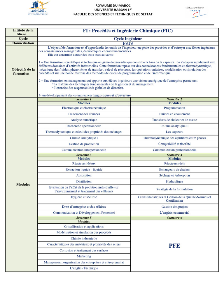 Formation en Ingénierie Chimique PIC | PDF | Chimie | Chaleur