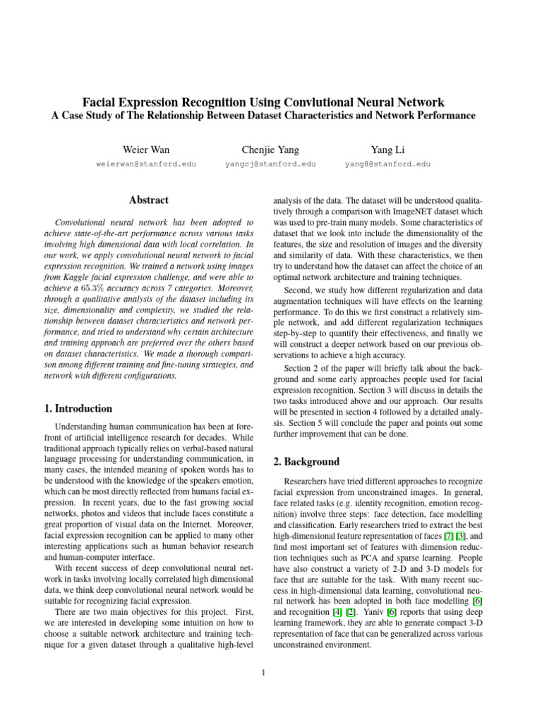 Facial Expression Recog Using CNN 2016 | PDF | Deep Learning | Artificial Neural Network