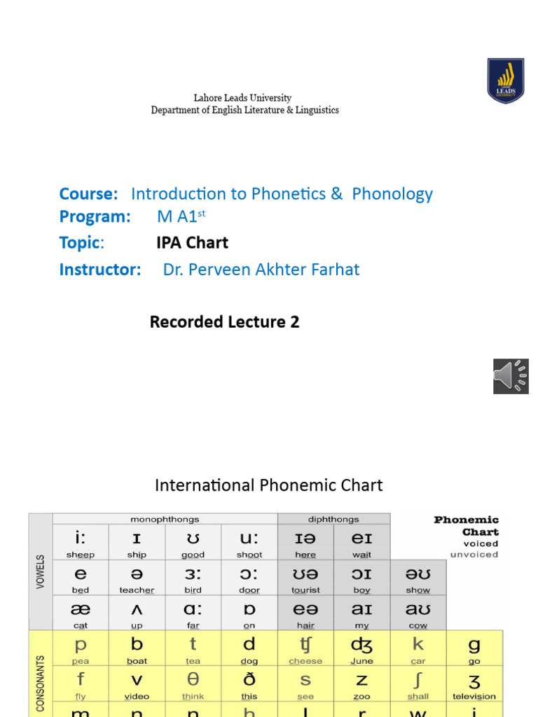IPA Chart Overview for Phonetics Course | PDF | Language Arts & Discipline