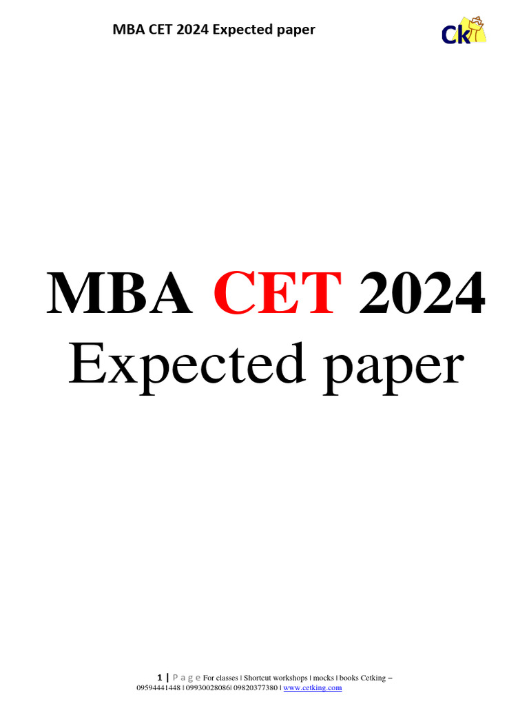 MBA CET 2024 Exam Preparation Guide | PDF | Academic Degree