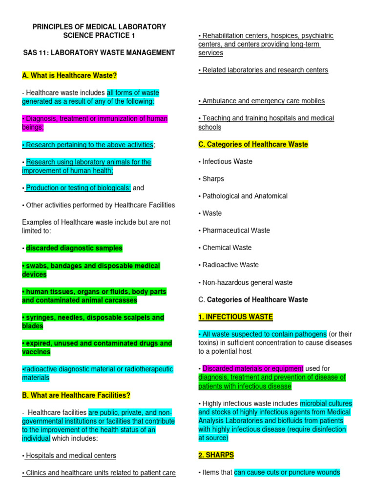Sas 11 Laboratory Waste Management | PDF | Waste | Infection