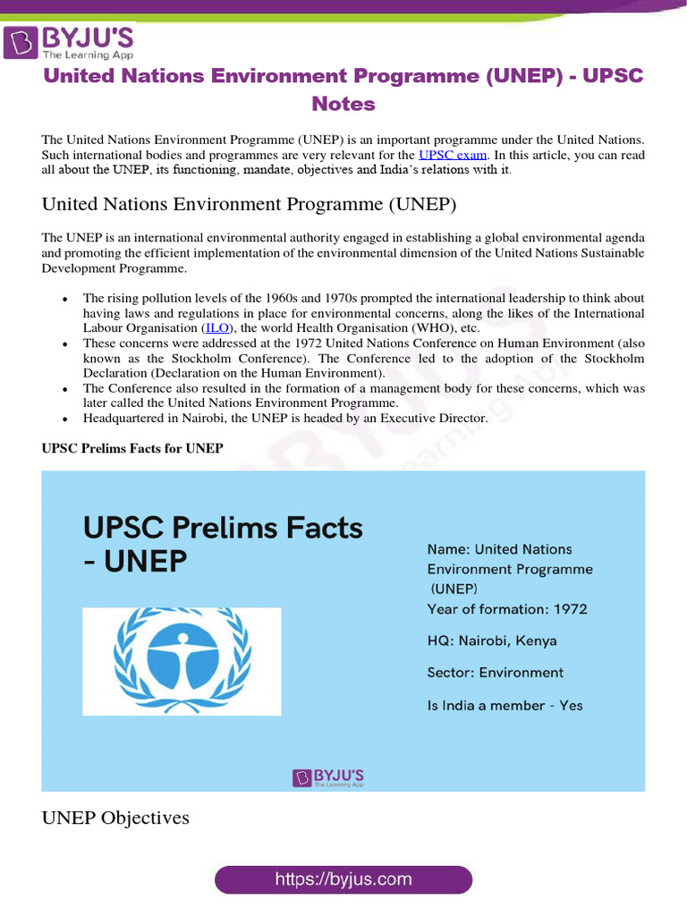Unep Upsc Notes | PDF