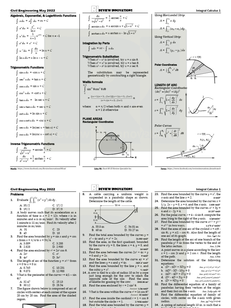 Integral Calculus | PDF | Area | Cartesian Coordinate System