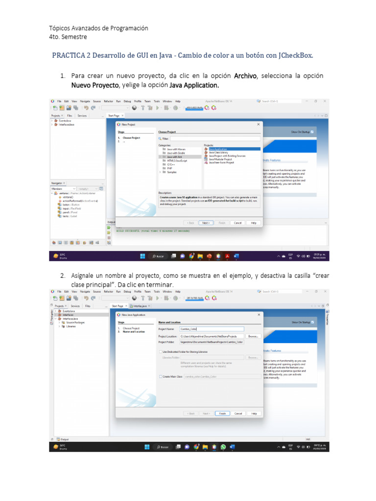 Práctica 3 Desarrollo de Una GUI - Cambio de Color - 034612 | PDF ...