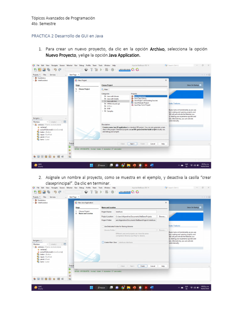 Práctica 2 Desarrollo de Una GUI - 034456 | PDF | Ventana (informática ...