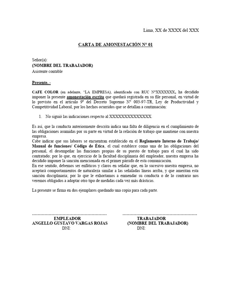 Modelo de Amonestación | PDF