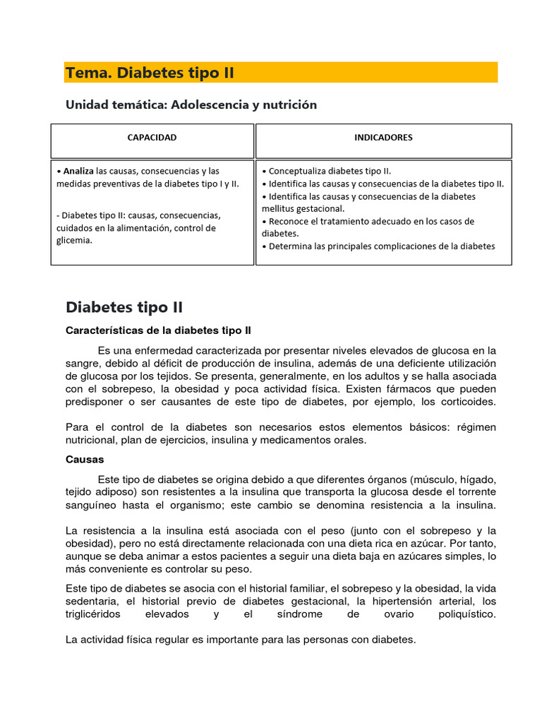 SALUD TEMA 2 - Diabetes tipo II | PDF | Diabetes | Obesidad