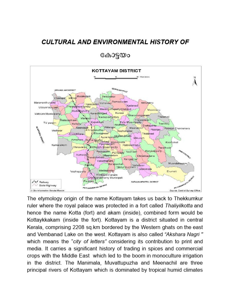 Cultural and Environmental History of Kottayam | PDF | Kerala | Agriculture
