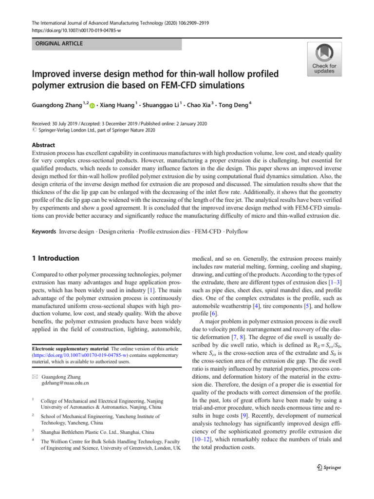 Improved Inverse Design Method For Thin-Wall Hollow Profiled Polymer ...