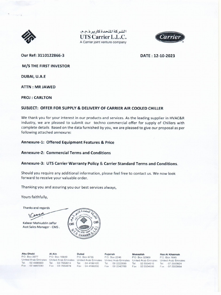 Uts Carrier LLC - 231128 - 165010 | PDF