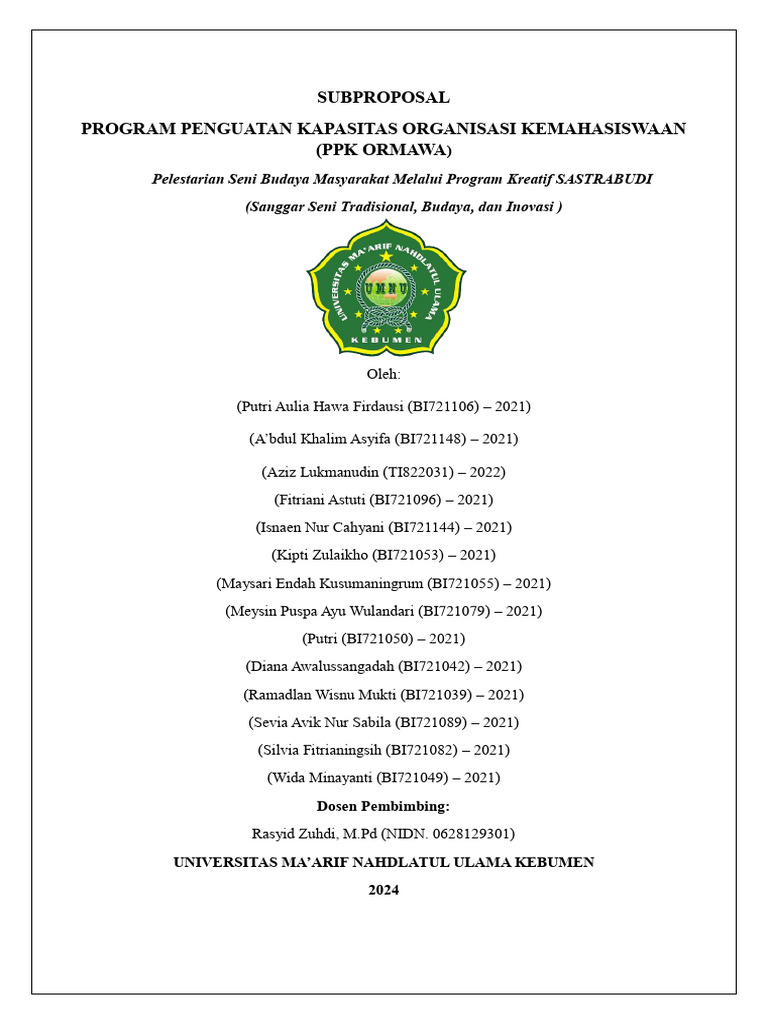 Subproposal PPK Ormawa Sastrabudi | PDF | Ilmu Sosial | Seni