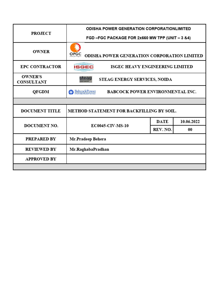 MS For Backfilling by Soil-10 | PDF | Home & Garden | Science & Mathematics