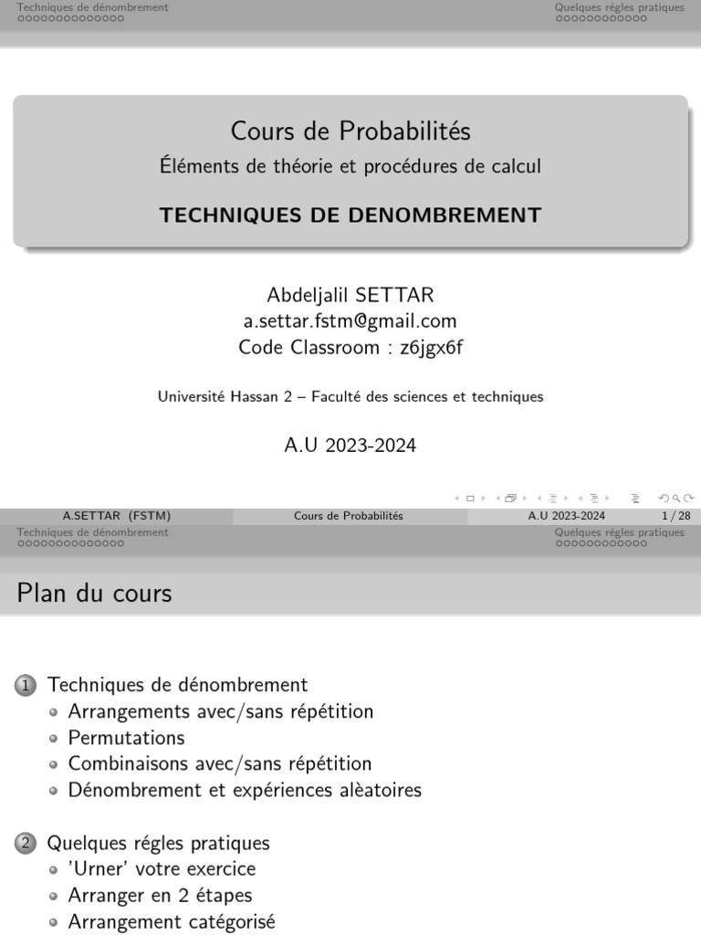 PRB Chap0 Dénombrement | PDF