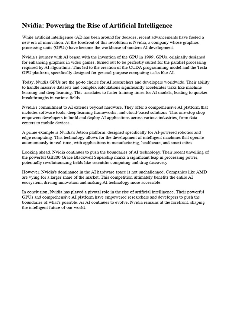 Artificial Intelligence - Nvidia | PDF | Graphics Processing Unit | Artificial Intelligence