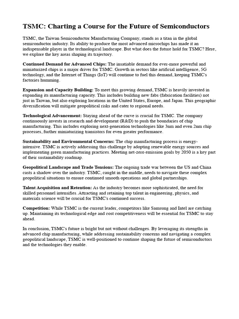 tsmc future | PDF | Semiconductor Device Fabrication | Integrated Circuit