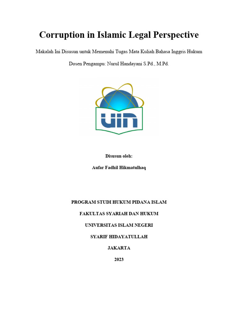 Corruption in Islamic Legal Perspective | PDF | Sharia | Justice