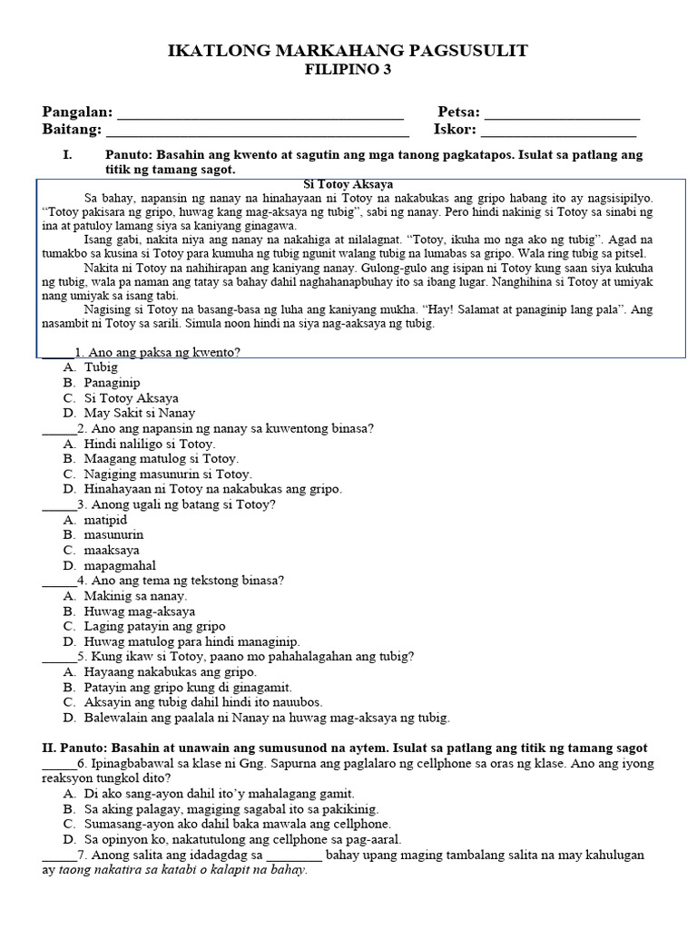 Filipino 3 With TOS | PDF