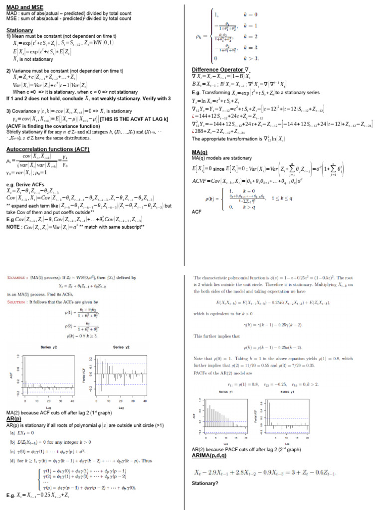 Midterm Cheatsheet | PDF | Stationary Process | Statistical Theory