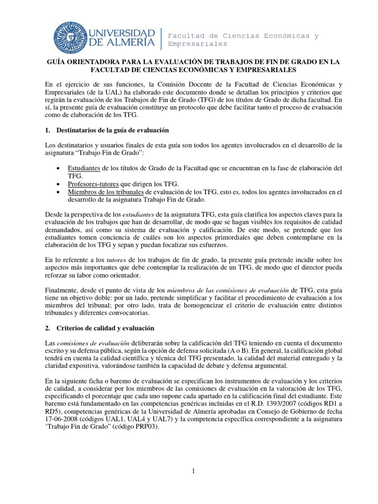 Guia Evaluacion TFE | PDF