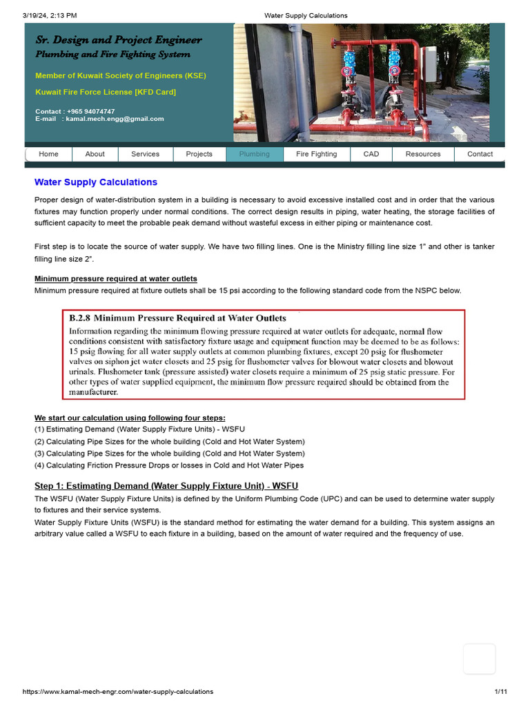 Water Supply Calculations | PDF | Plumbing | Water Heating