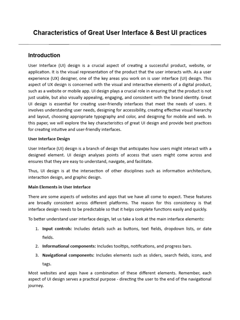 User Interface Design Characteristics | Download Free PDF | User ...
