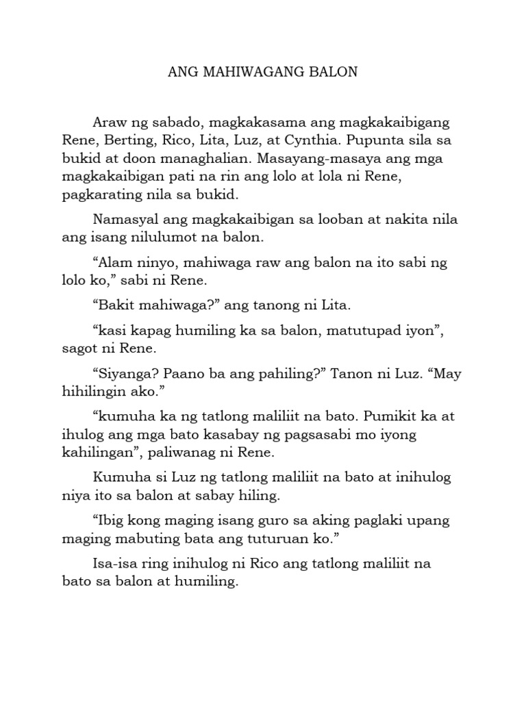 Ang Mahiwagang Balon | PDF